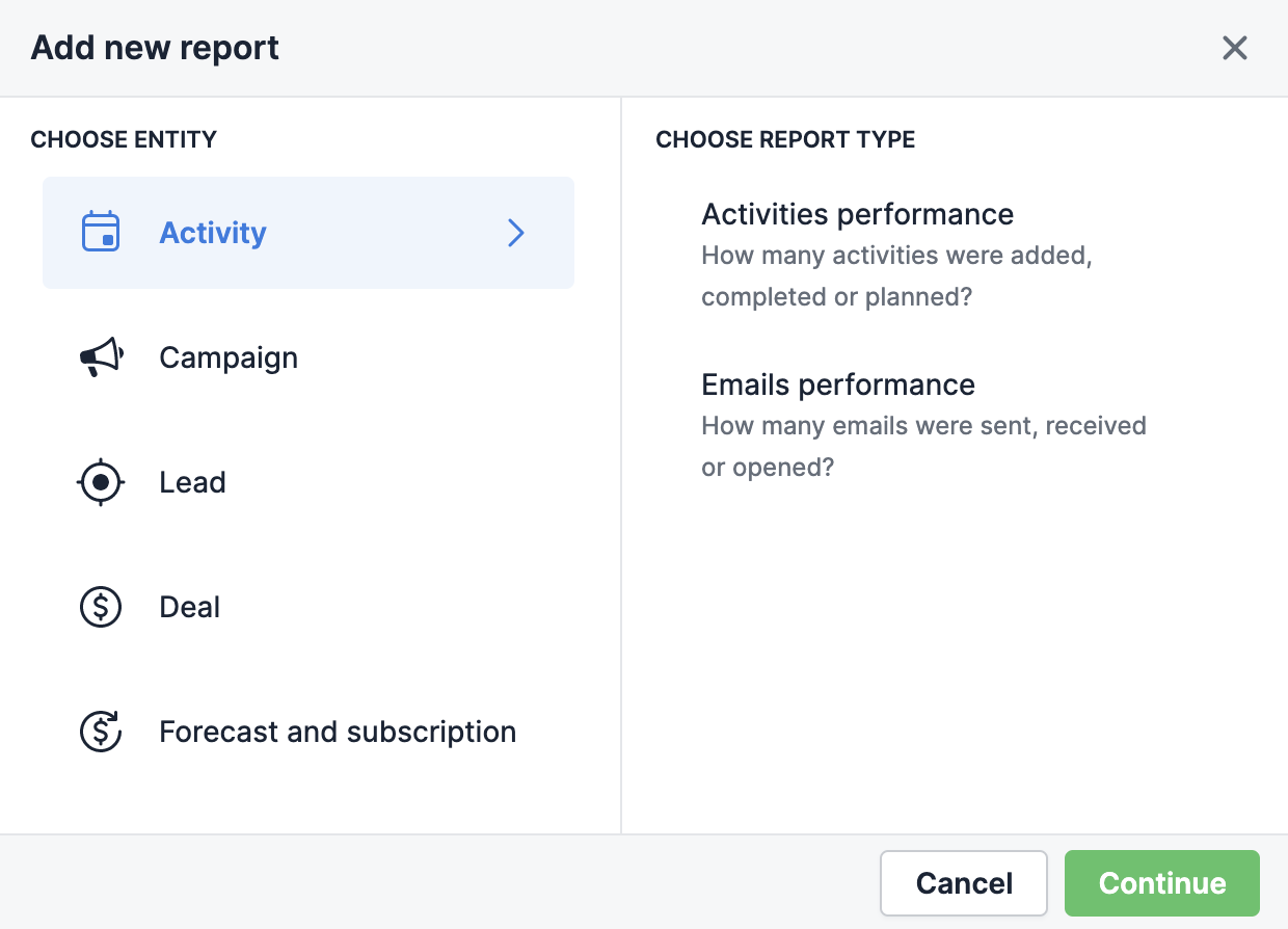 Insights: report types - Knowledge Base | Pipedrive